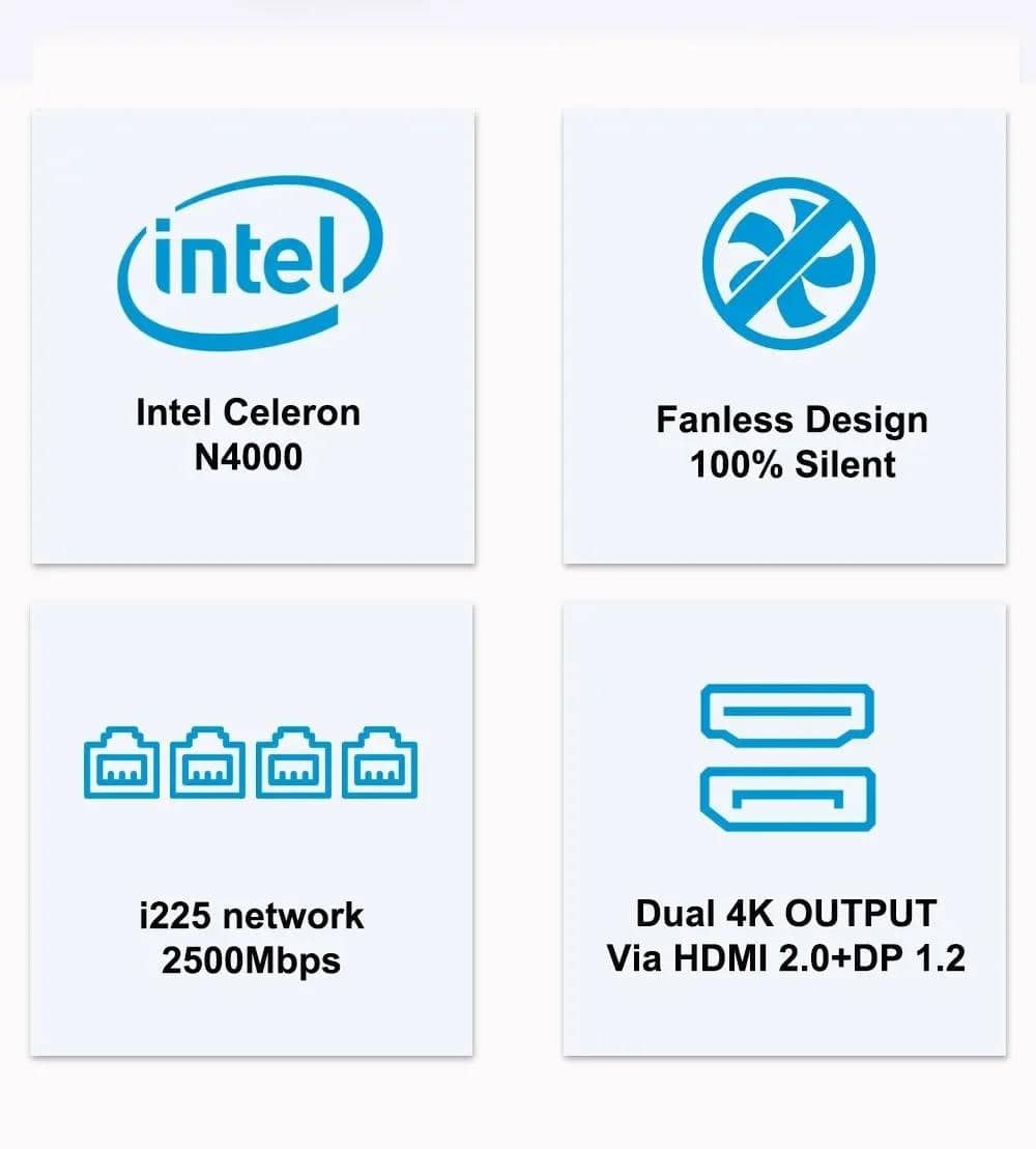 Chatreey 2.5G pfSense Firewall intel Pentium N4000 4 * Intel i225 Nics ...