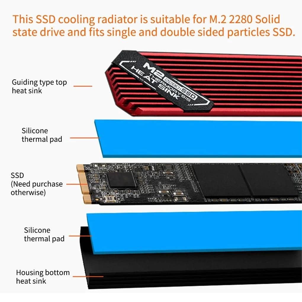M.2 SSD NVMe Radiator Radiator M2 2280 SSD Radiator aluminiowy z ...