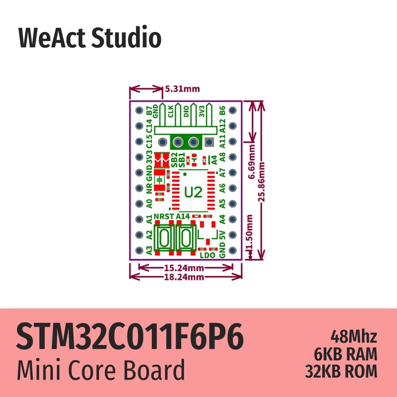 WeAct STM32C011F6P6 STM32C011 STM32C0 STM32 Płyta główna Płyta demonstracyjna